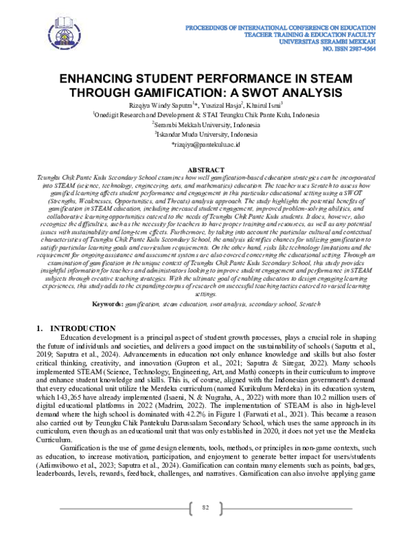 (PDF) Enhancing Student Performance in Steam Through Gamification: A Swot Analysis