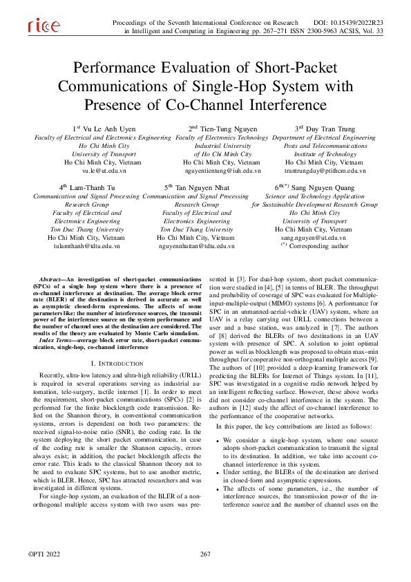 (PDF) Performance Evaluation of Short-Packet Communications of Single ...