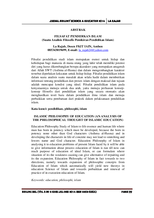 (PDF) FILSAFAT PENDIDIKAN ISLAM (Suatu Analisis Filosofis Pemikiran Pendidikan Islam)