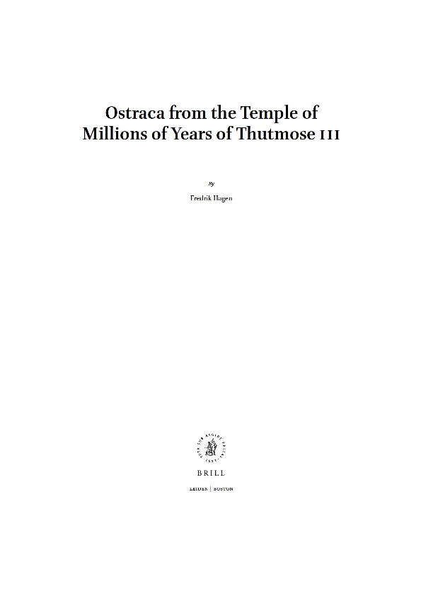 (PDF) F. Hagen, Ostraca from the Temple of a Million Years of Thutmose ...
