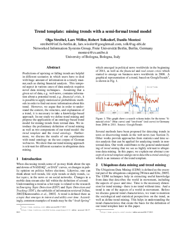 (PDF) Trend Template: Mining Trends With a Semi-formal Trend Model