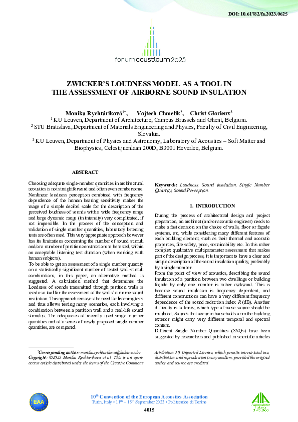 Zwicker s Loudness Model as a Tool in the Assessment of Airborne Sound ...