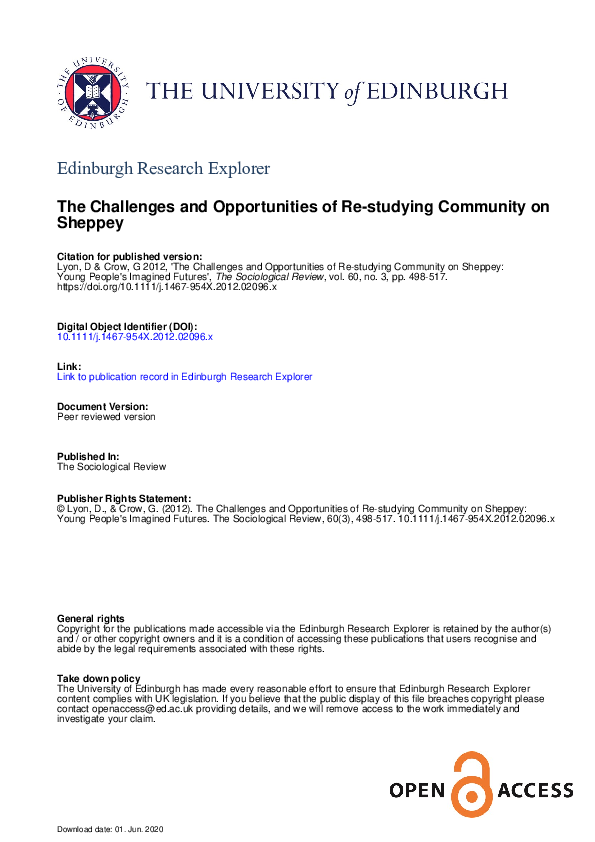 (PDF) The Challenges and Opportunities of Re-Studying Community on ...