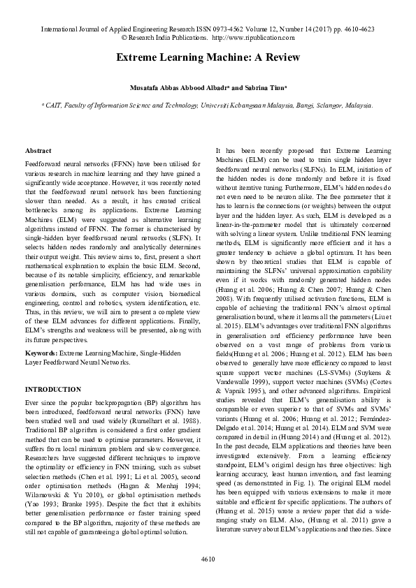 (PDF) Extreme learning machine: A review
