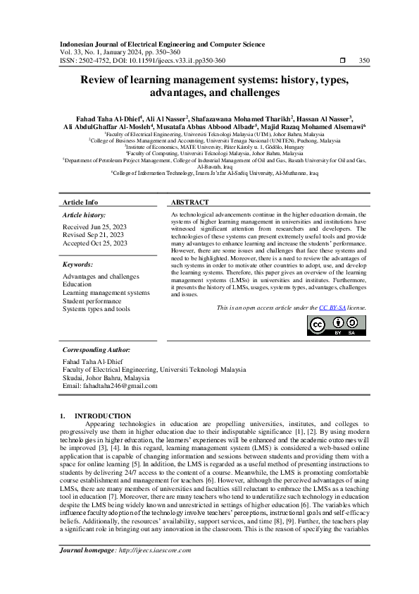 (PDF) Review of learning management systems: history, types, advantages ...