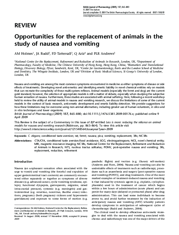 (PDF) Opportunities for the replacement of animals in the study of ...