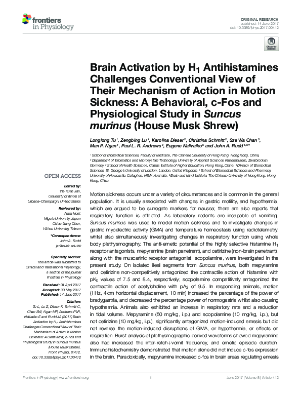 (PDF) Brain Activation by H1 Antihistamines Challenges Conventional ...