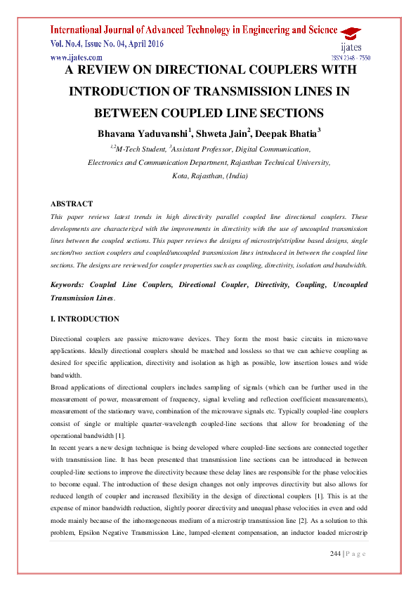 (PDF) A Review on Directional Couplers with Introduction of ...