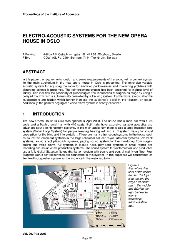 (PDF) Electro-Acoustic Systems for the New Opera House in Oslo