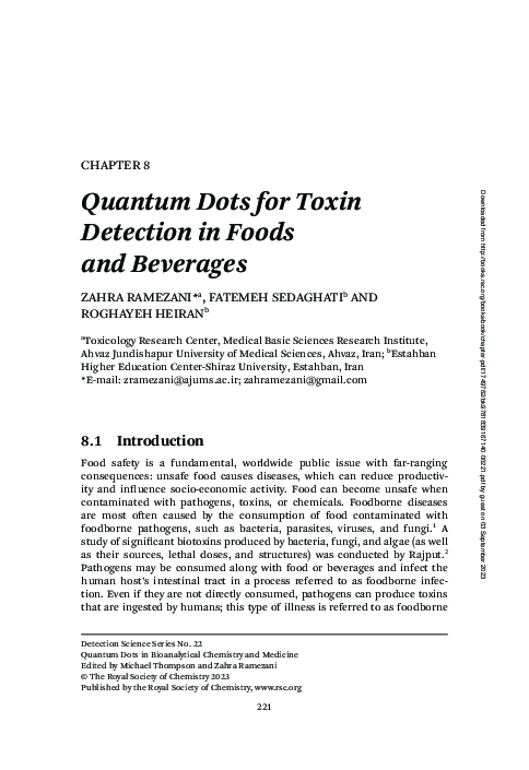 (PDF) Quantum Dots for Toxin Detection in Foods and Beverages