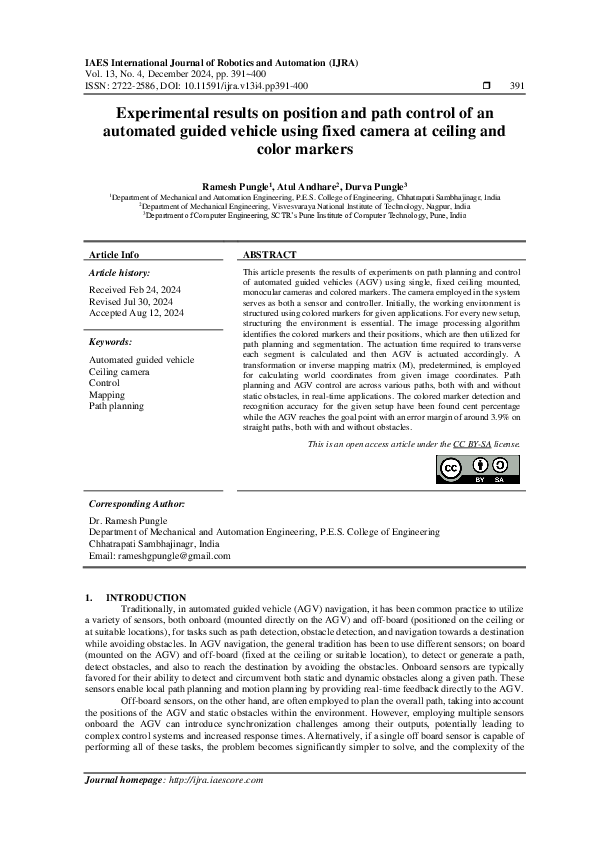 (PDF) Experimental results on position and path control of an automated guided vehicle using ...