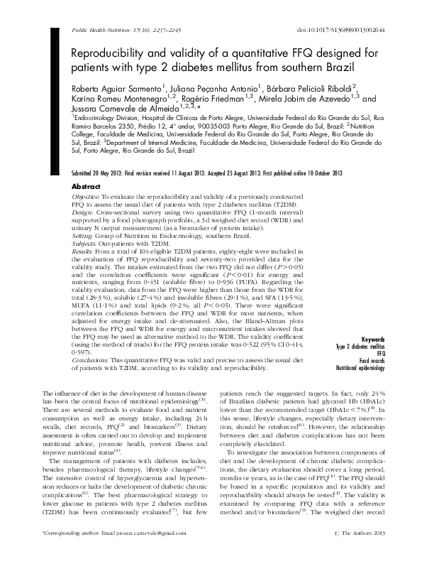 (PDF) Reproducibility and validity of a quantitative food frequency ...