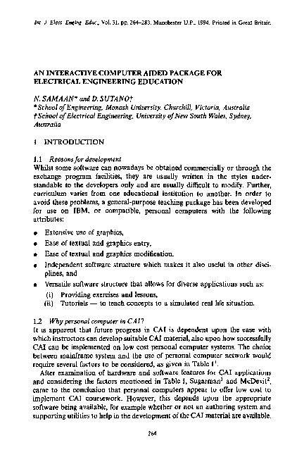 (PDF) An Interactive Computer Aided Package for Electrical Engineering Education
