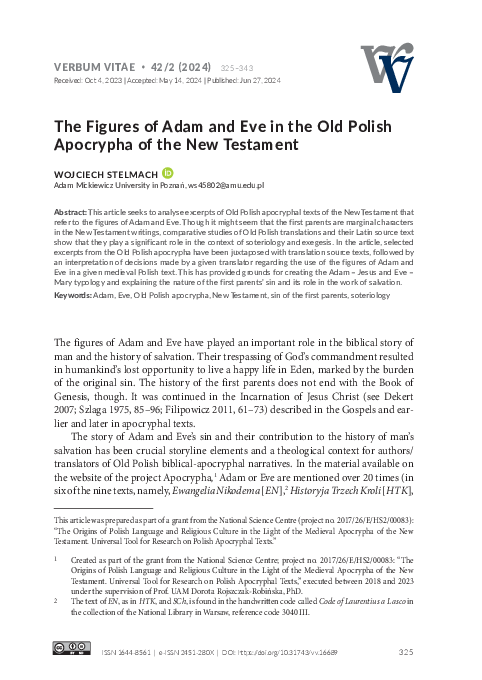 (PDF) The Figures of Adam and Eve in the Old Polish Apocrypha of the ...