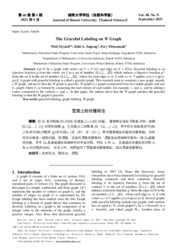 (PDF) The Graceful Labeling on W Graph