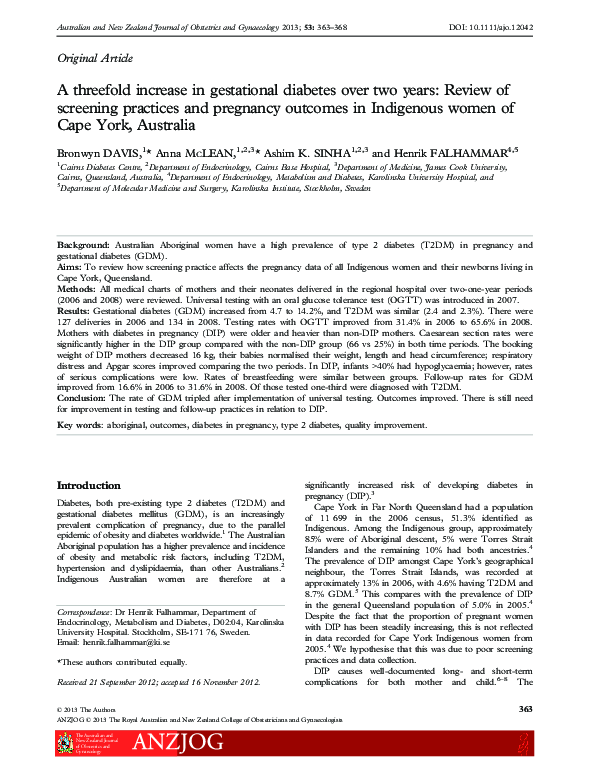 (PDF) A threefold increase in gestational diabetes over two years ...