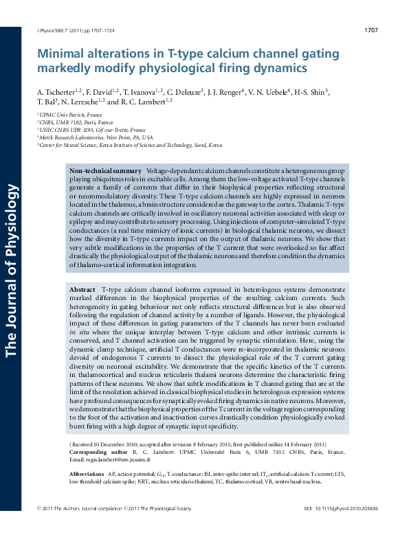 (PDF) Minimal alterations in T-type calcium channel gating markedly ...