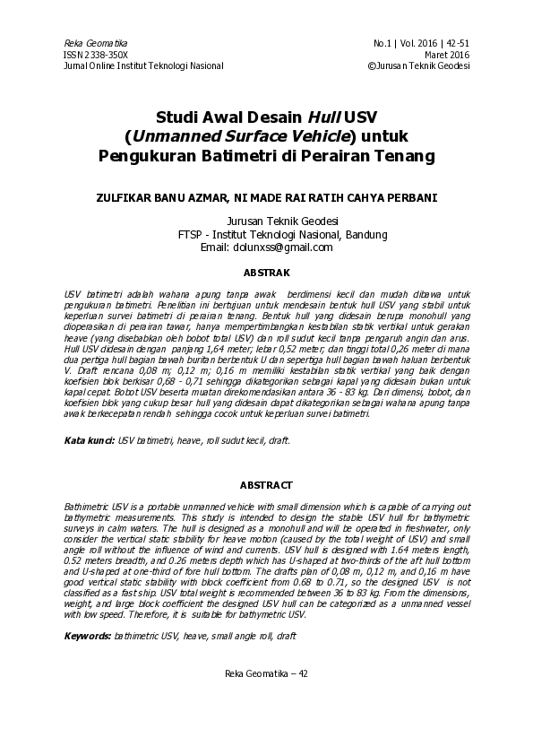 (PDF) Studi Awal Desain Hull USV (Unmanned Surface Vehicle) untuk ...