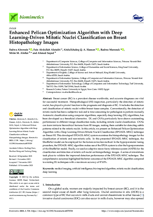 (PDF) Enhanced Pelican Optimization Algorithm with Deep Learning-Driven Mitotic Nuclei ...