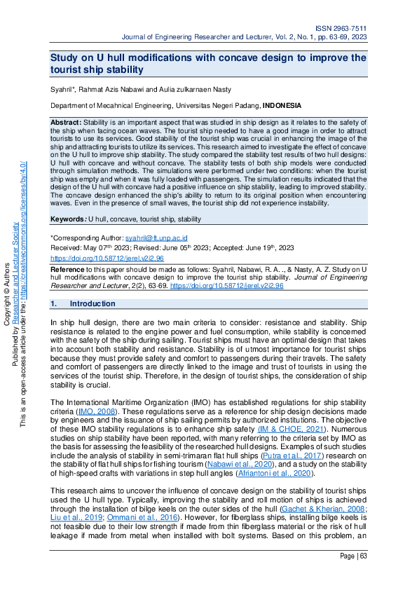 (PDF) Study on U hull modifications with concave design to improve the ...
