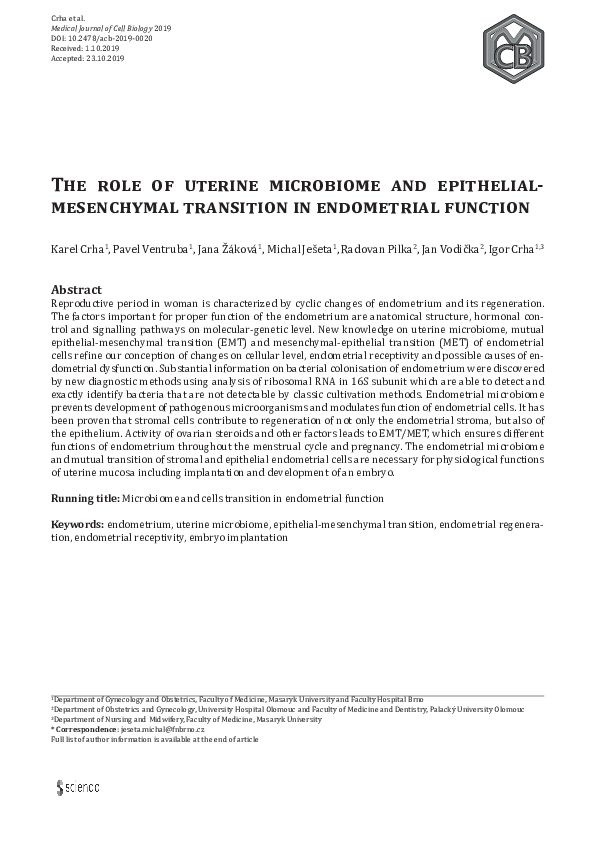 (PDF) The role of uterine microbiome and epithelial-mesenchymal ...