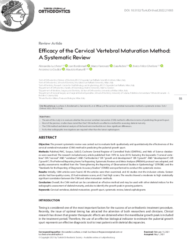 (PDF) Efficacy of the Cervical Vertebral Maturation Method: A ...