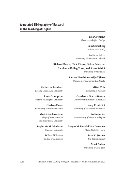 (PDF) Annotated Bibliography of Research in the Teaching of English