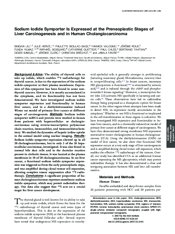 (PDF) Sodium Iodide Symporter Is Expressed at the Preneoplastic Stages ...