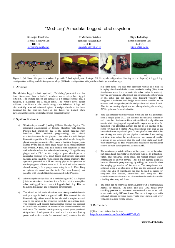 (PDF) Mod-Leg" a modular legged robotic system