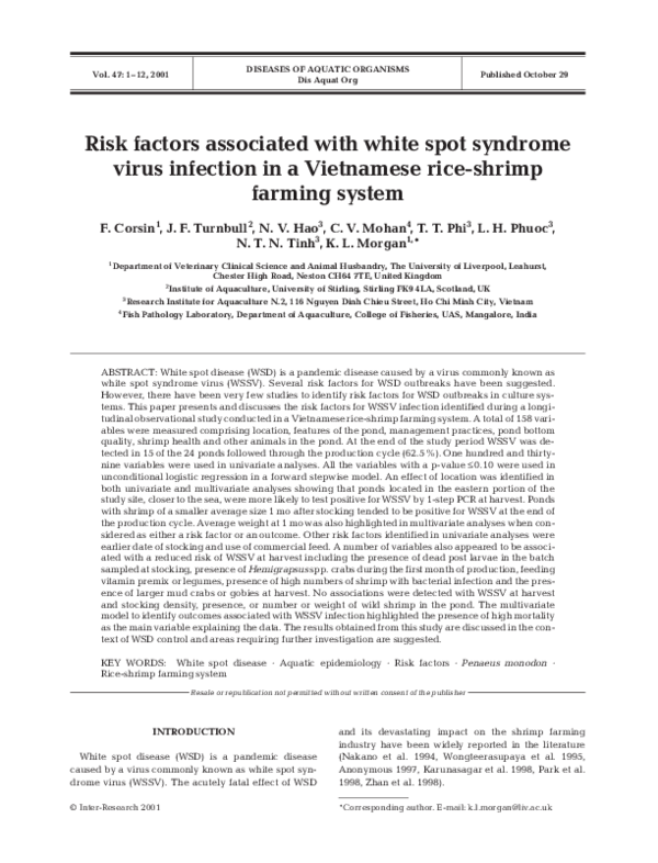 (PDF) Risk factors associated with white spot syndrome virus infection ...