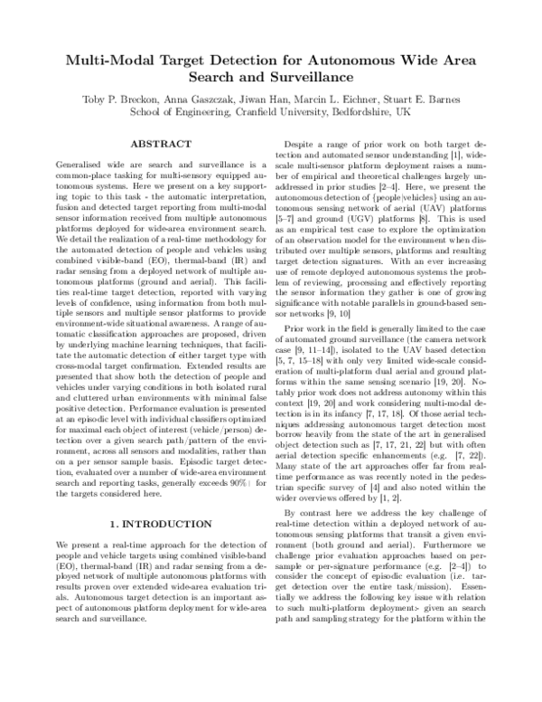 (PDF) Multi-modal target detection for autonomous wide area search and surveillance