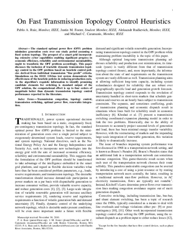 (PDF) On fast transmission topology control heuristics