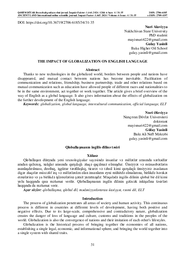 (PDF) The Impact of Globalization on English Language
