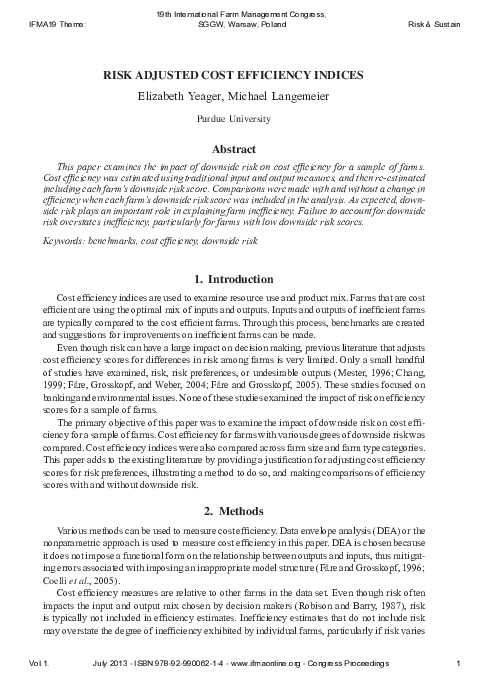 (PDF) Risk adjusted cost efficiency indices