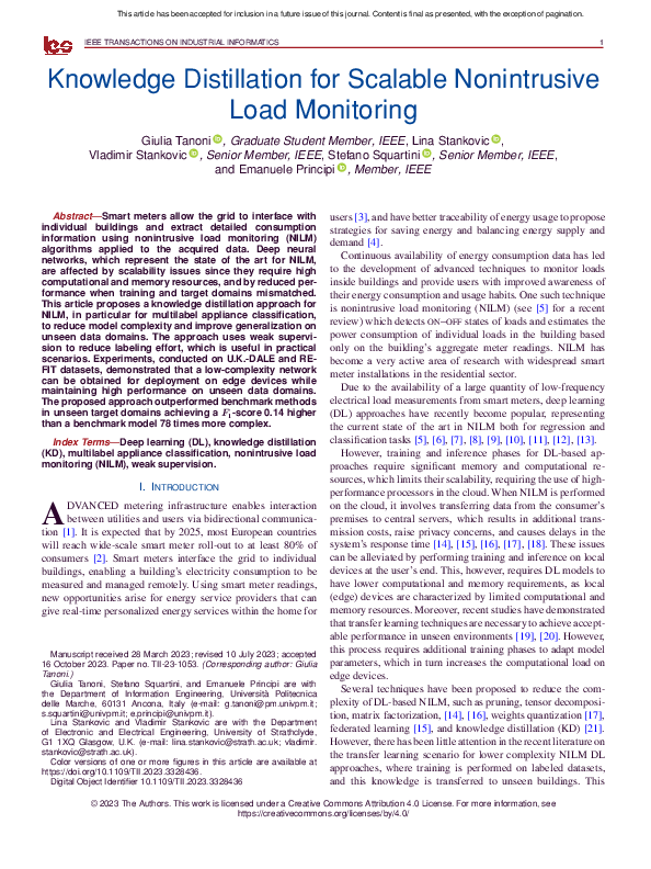 (PDF) Knowledge Distillation for Scalable Nonintrusive Load Monitoring