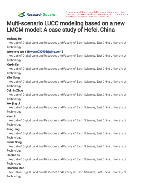 (PDF) Multi-scenario LUCC modeling based on a new LMCM model: A case ...