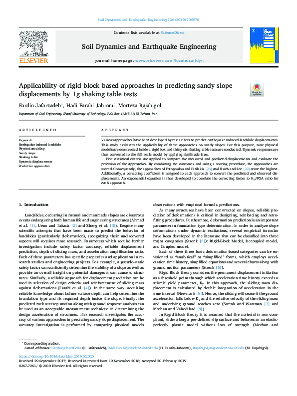 (PDF) Applicability of rigid block based approaches in predicting sandy ...