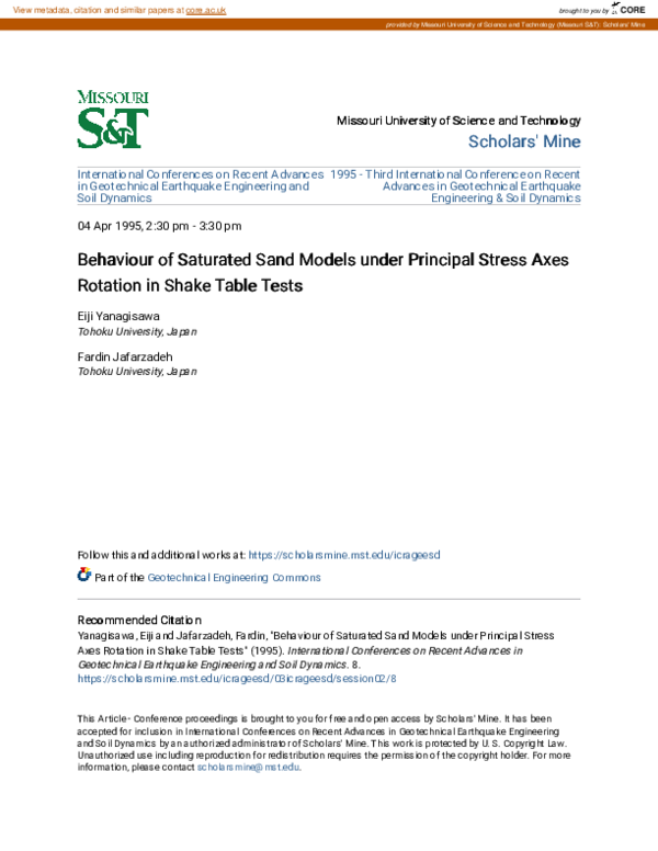 (PDF) Behaviour of Saturated Sand Models under Principal Stress Axes ...