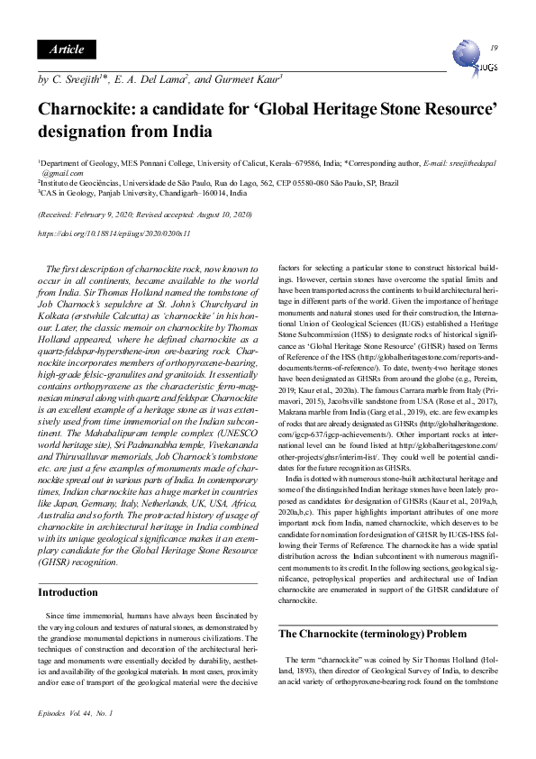 (PDF) Charnockite: a candidate for ‘Global Heritage Stone Resource ...