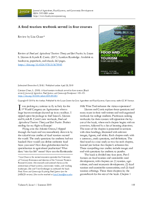 (PDF) A Food Tourism Textbook Served in Four Courses