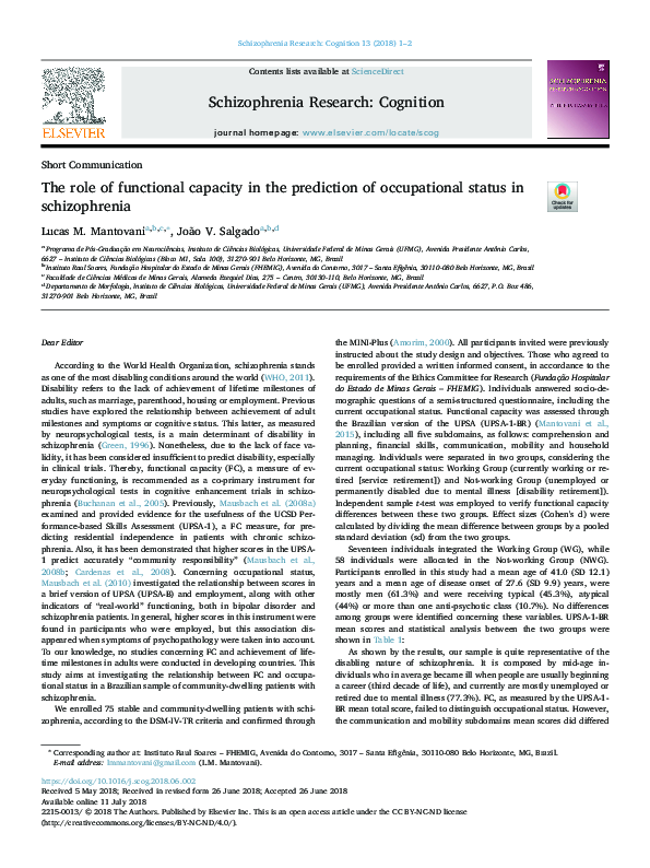 (PDF) The role of functional capacity in the prediction of occupational ...