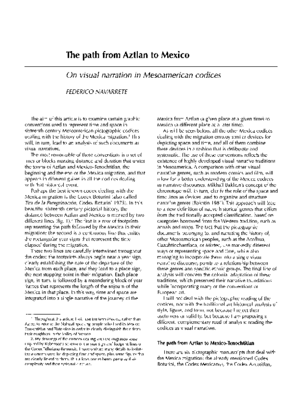 (PDF) The Path from Aztlan to Mexico: On Visual Narration in ...