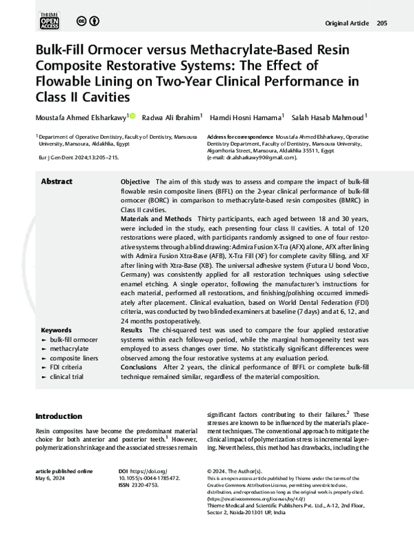(PDF) Bulk-Fill Ormocer versus Methacrylate-Based Resin Composite Restorative Systems: The ...