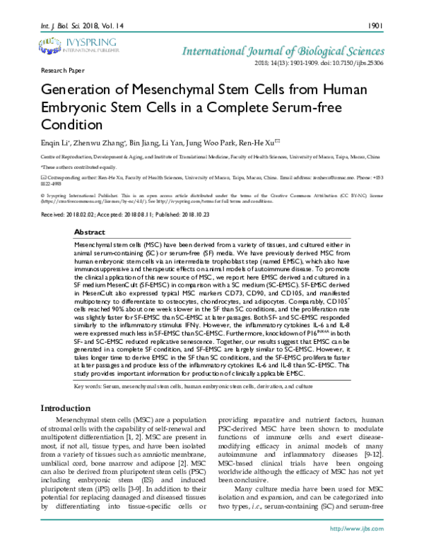 (PDF) Generation of Mesenchymal Stem Cells from Human Umbilical Cord ...