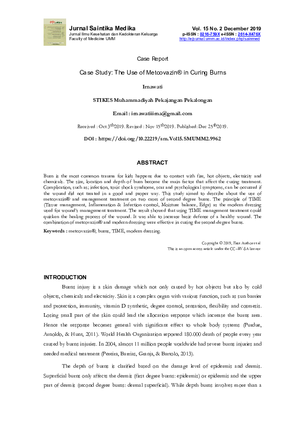 (PDF) Case Study: The Use of Metcovazin in Curing Burns