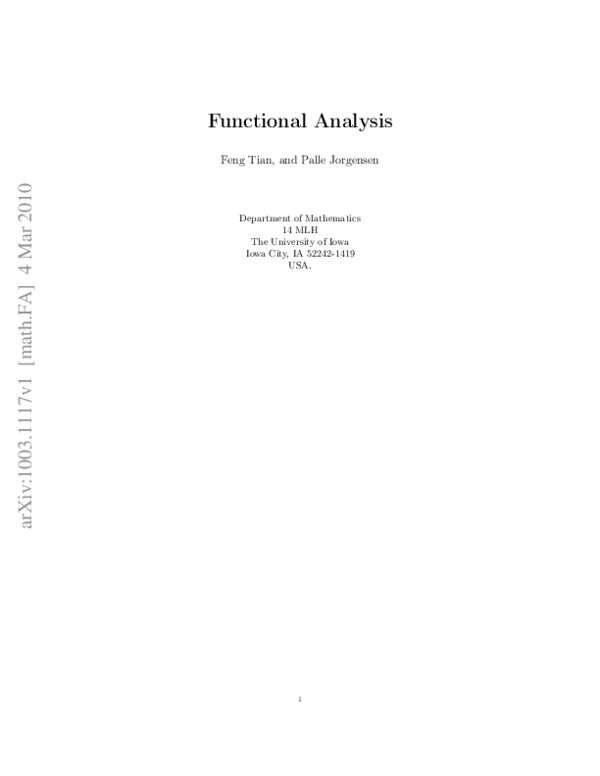 (PDF) Functional Analysis | Palle Jorgensen - Academia.edu