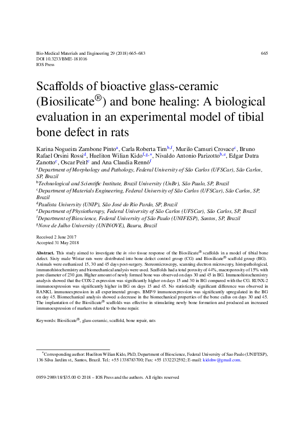 (PDF) Scaffolds of bioactive glass-ceramic (Biosilicate®) and bone ...