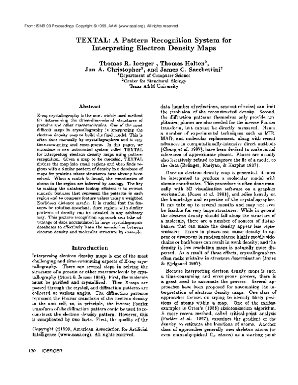 (PDF) TEXTAL: a pattern recognition system for interpreting electron ...