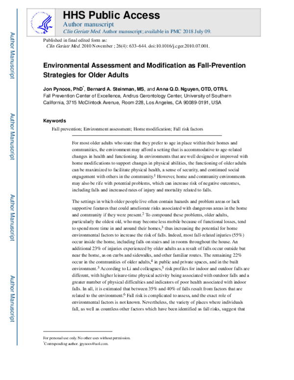 (PDF) Environmental assessment and modification as fall-prevention ...