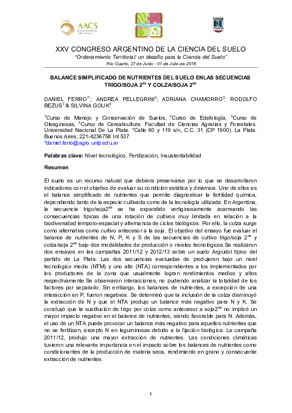 (PDF) Balance simplificado de nutrientes del suelo enlas secuencias ...